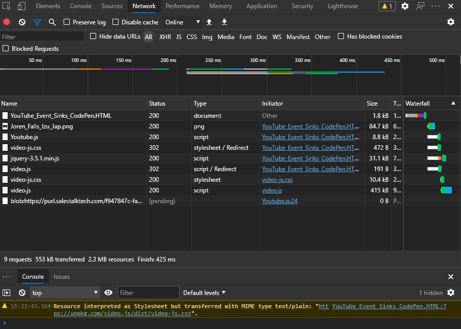 VideoJS CSS Loading From CloudFlare CDN Reports Resource Interpreted